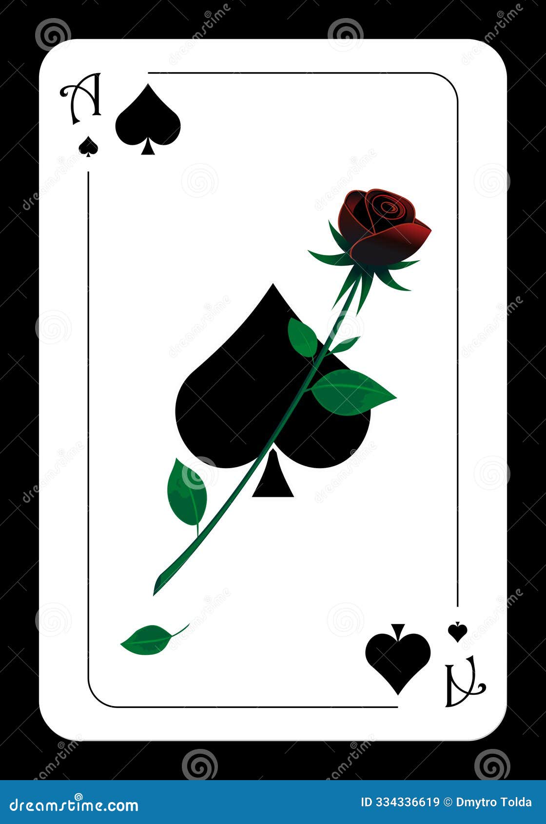 Ace of Spades. Original Playing Card Design with Black Rose Image Stock ...