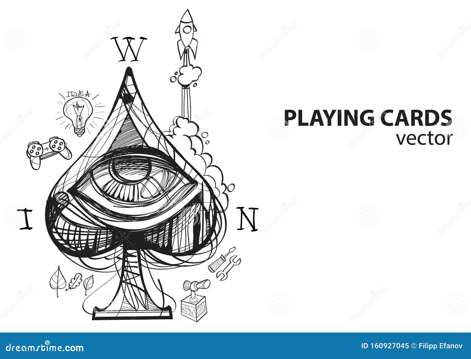 Ace of Spades Playing Card Suit. Outline Drawing Stock Illustration ...