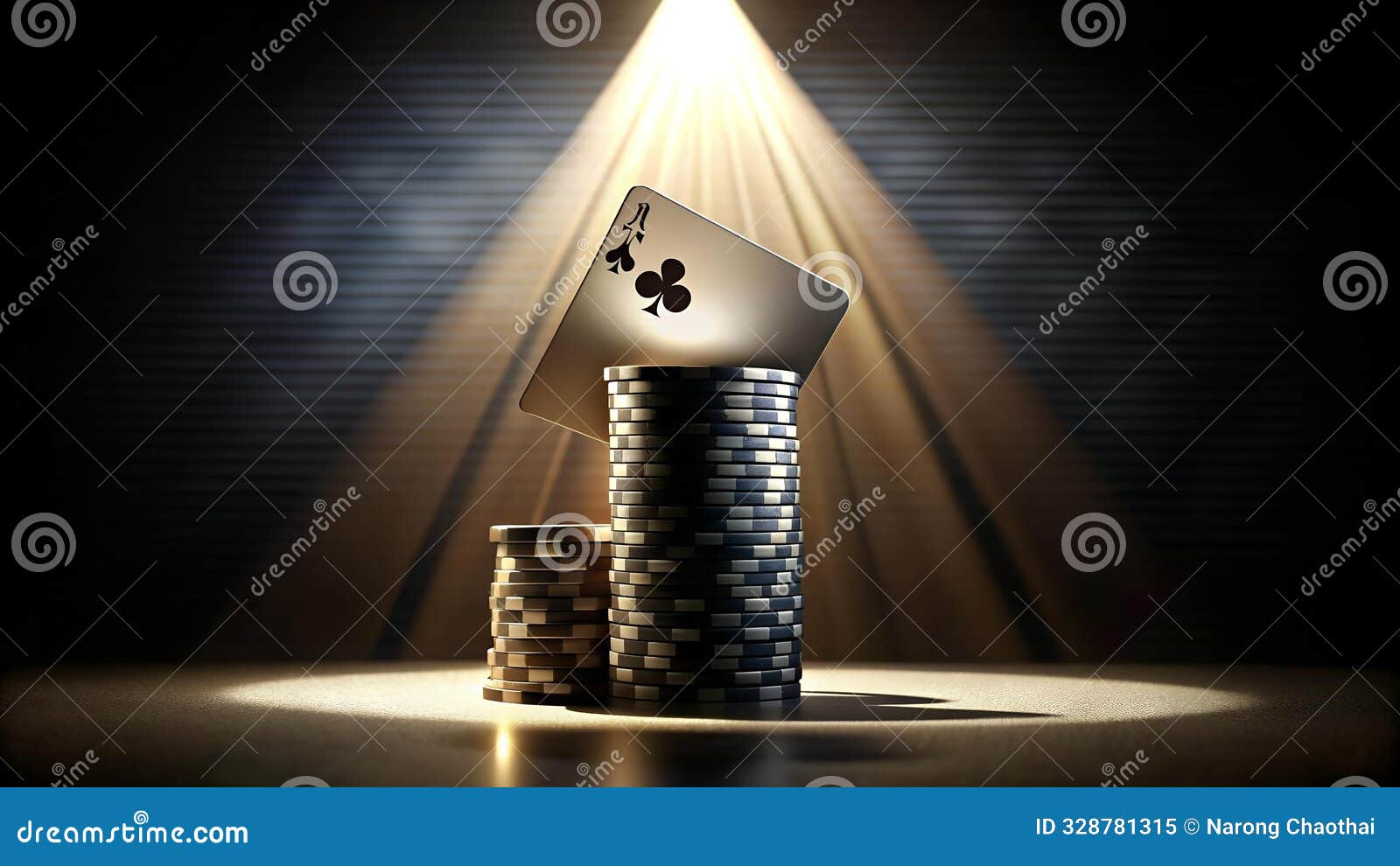 Ace of Spades and Stack of Chips in Dramatic Lighting AI Generated ...