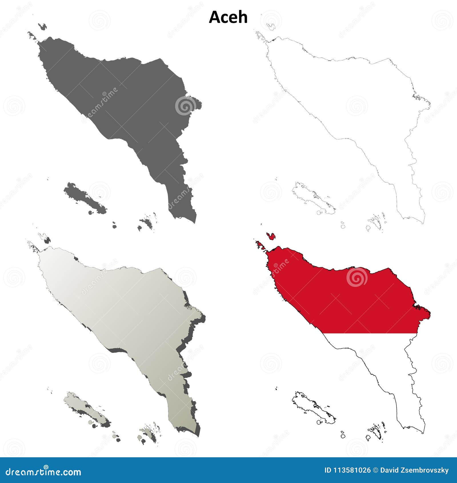 Aceh blank outline map set stock vector. Illustration of isolated ...