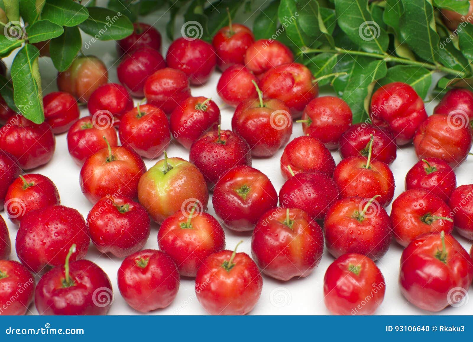 Acerolas in White Background Seen from Above Close Stock Photo - Image ...
