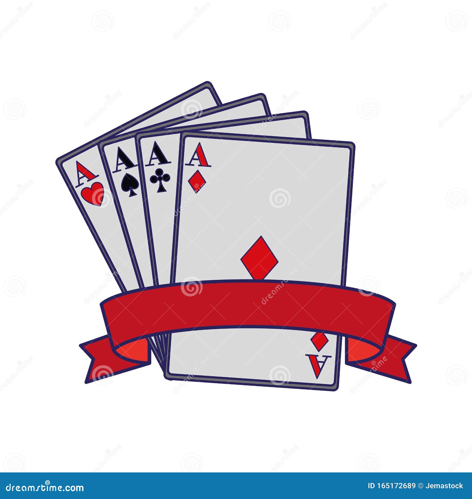 Aces of Playing Cards with Decorative Ribbon Stock Vector ...
