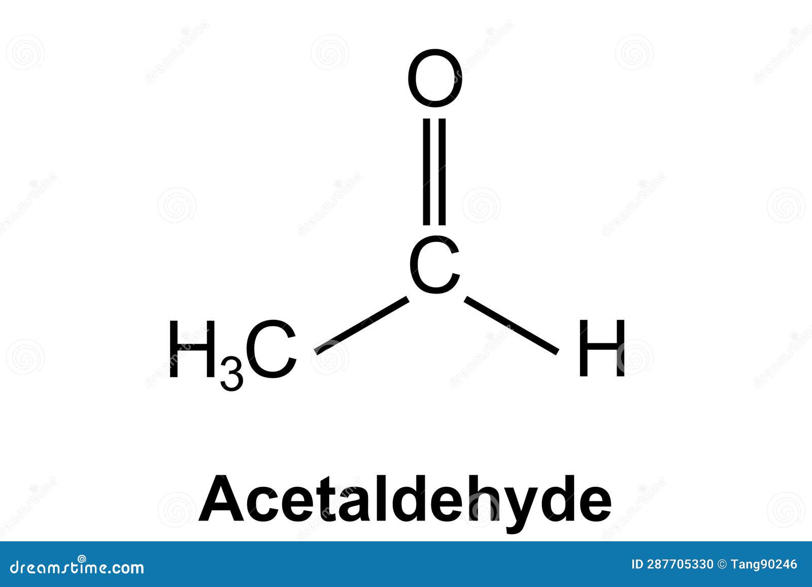Acetaldehyde or Ethanal Molecule, Chemical Structure Stock Illustration ...