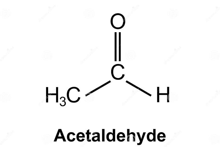 Acetaldehyde or Ethanal Molecule, Chemical Structure Stock Illustration ...