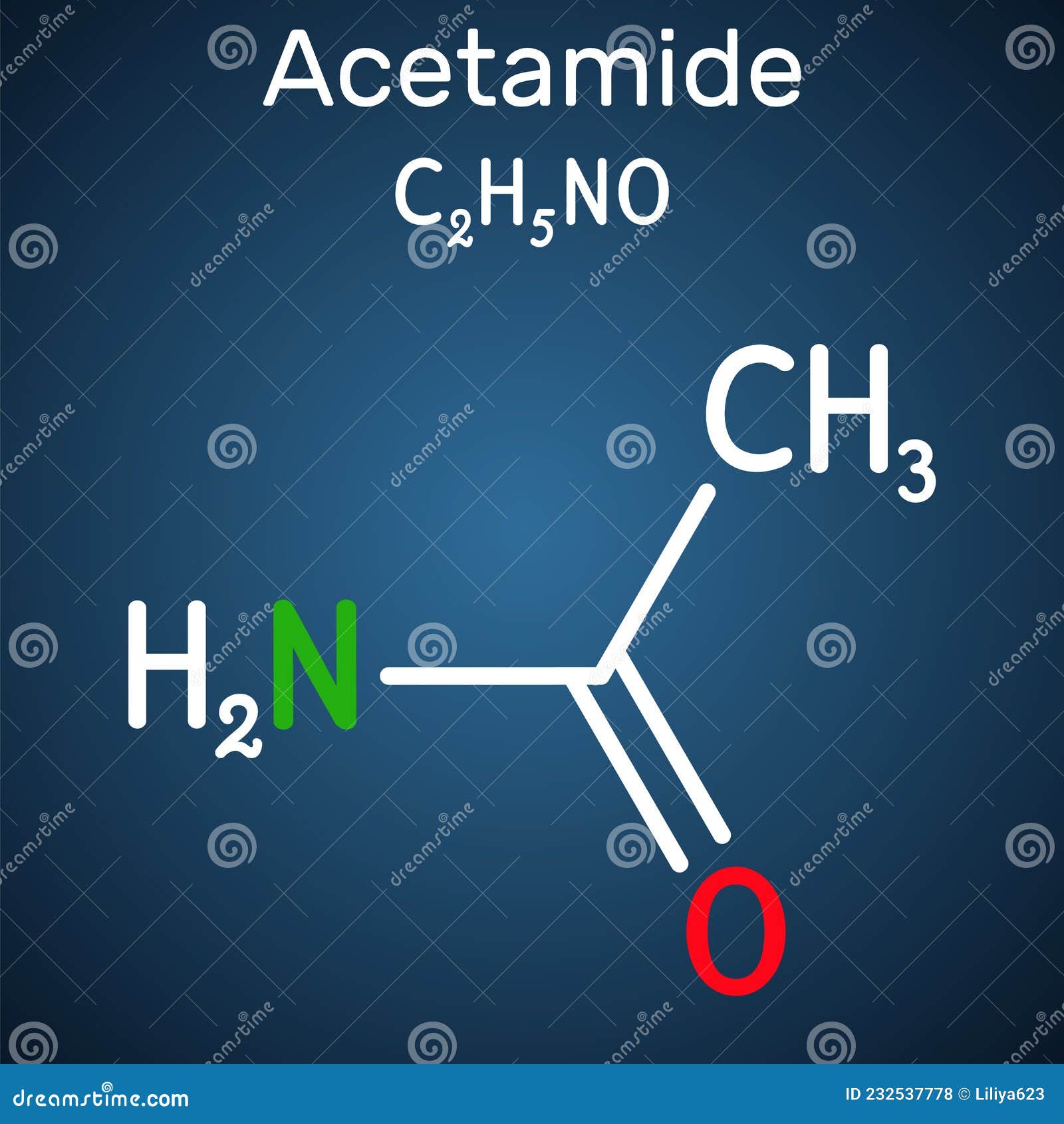 Acetamide, Ethanamide Molecule. it is a Monocarboxylic Acid Amide, Used ...