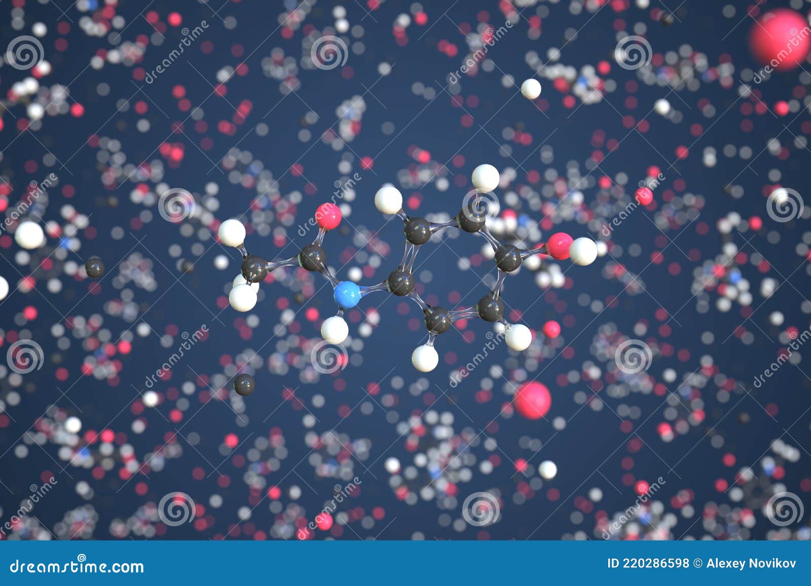 Acetaminophen Molecule, Conceptual Molecular Model. Scientific 3d ...