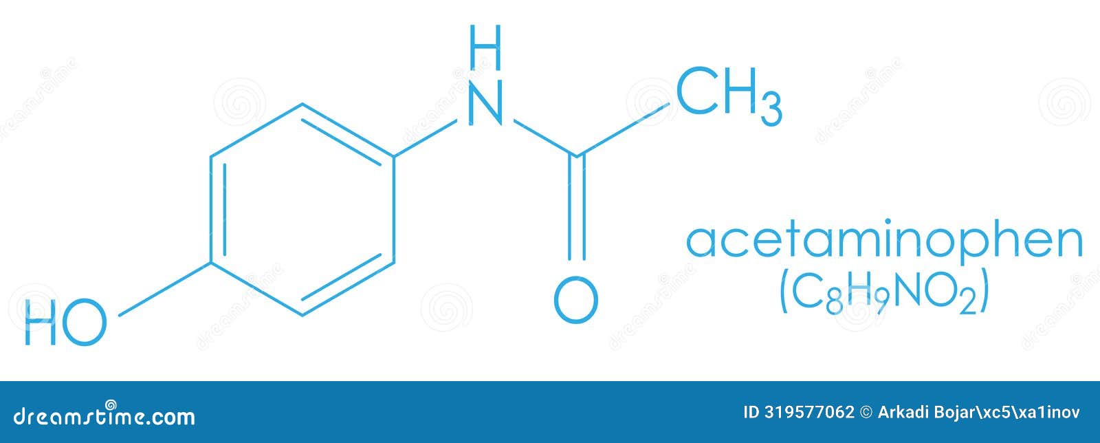 Acetaminophen (paracetamol) Molecule Structure, Chemical Formula Stock ...