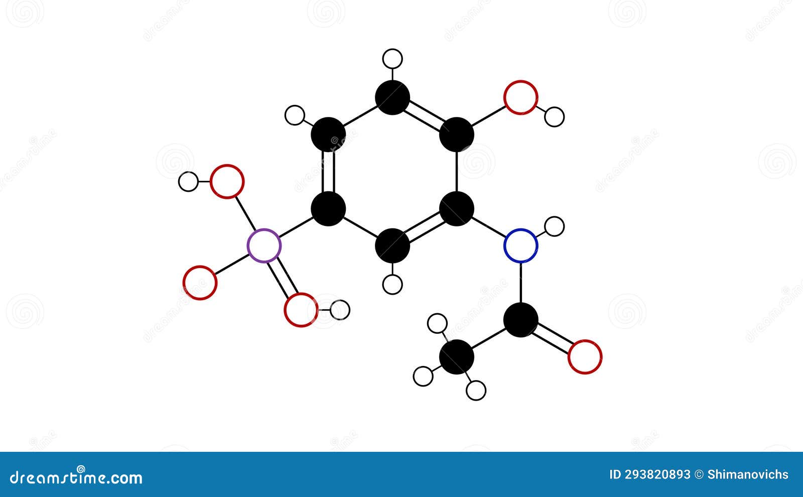 Acetarsol Molecule, Structural Chemical Formula, Ball-and-stick Model ...