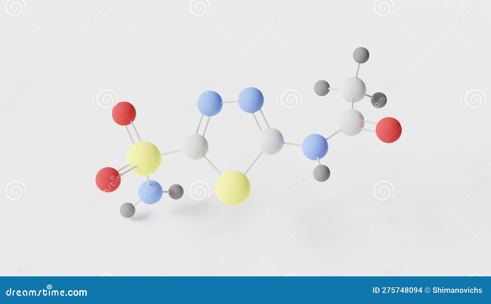 Acetazolamide Molecule 3d, Molecular Structure, Ball and Stick Model ...