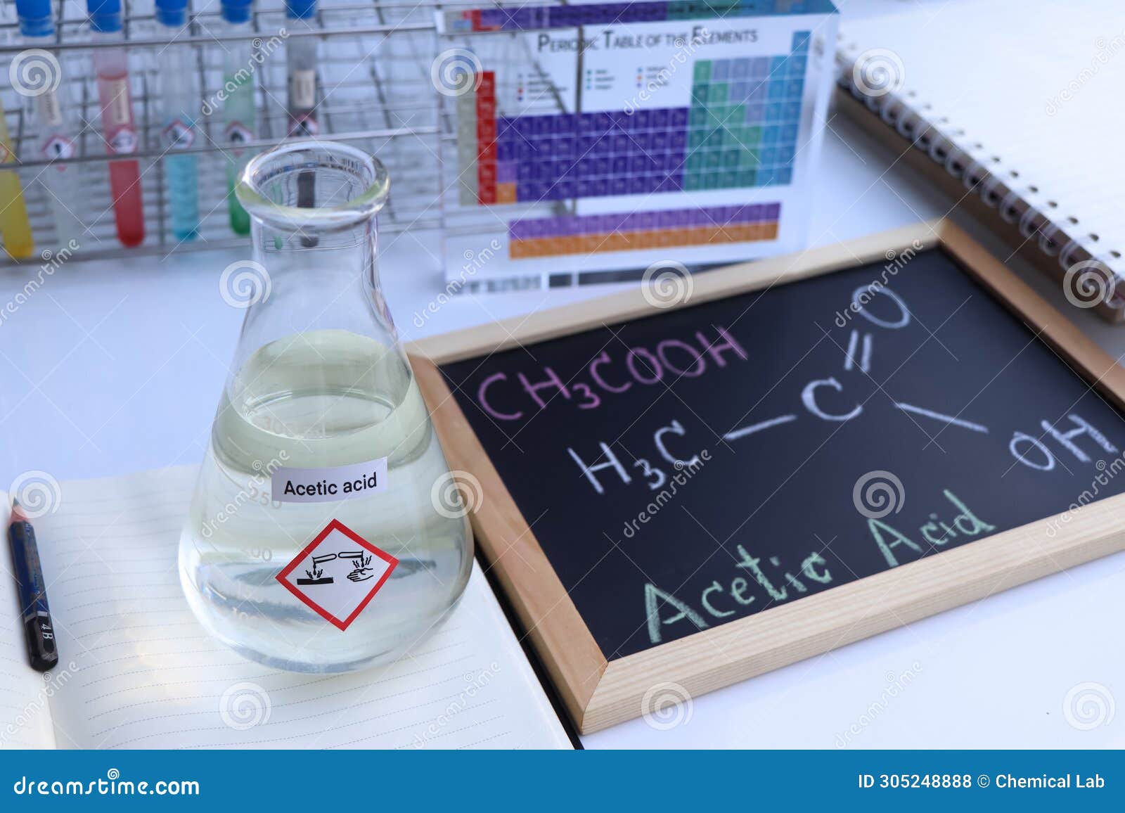 Acetic Acid and Symbol Structural Formula Chemical Stock Photo - Image ...