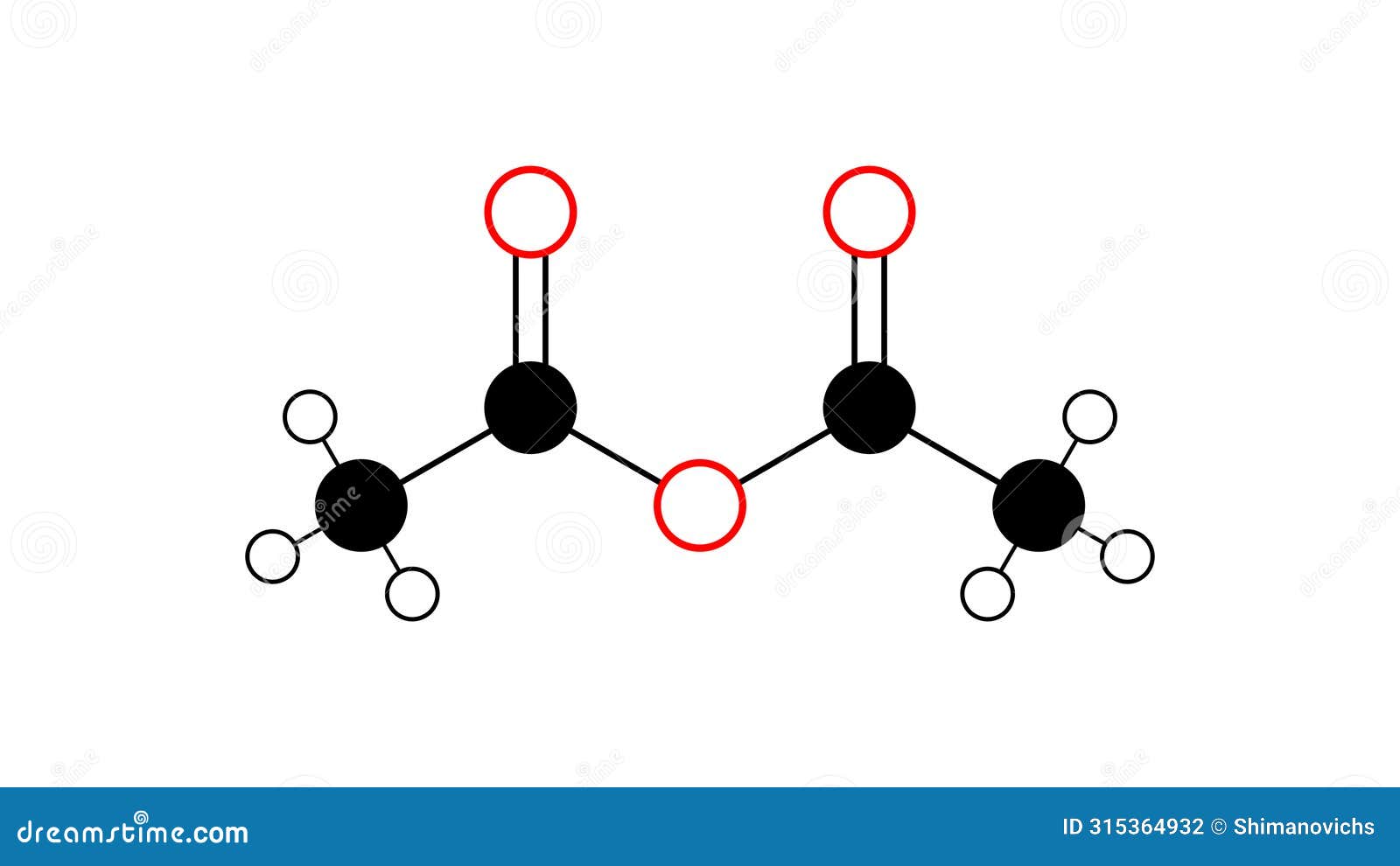 Acetic Anhydride Molecule, Structural Chemical Formula, Ball-and-stick ...