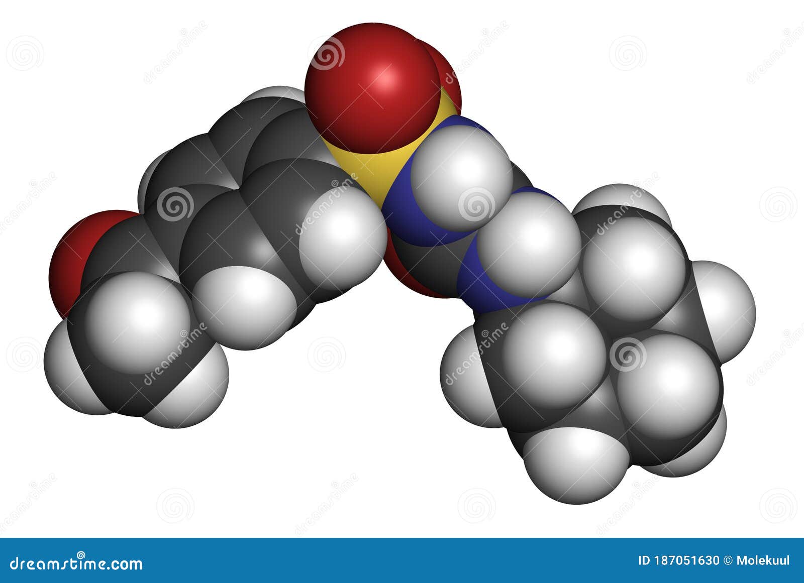 Acetohexamide Diabetes Drug Molecule. 3D Rendering. Atoms are ...