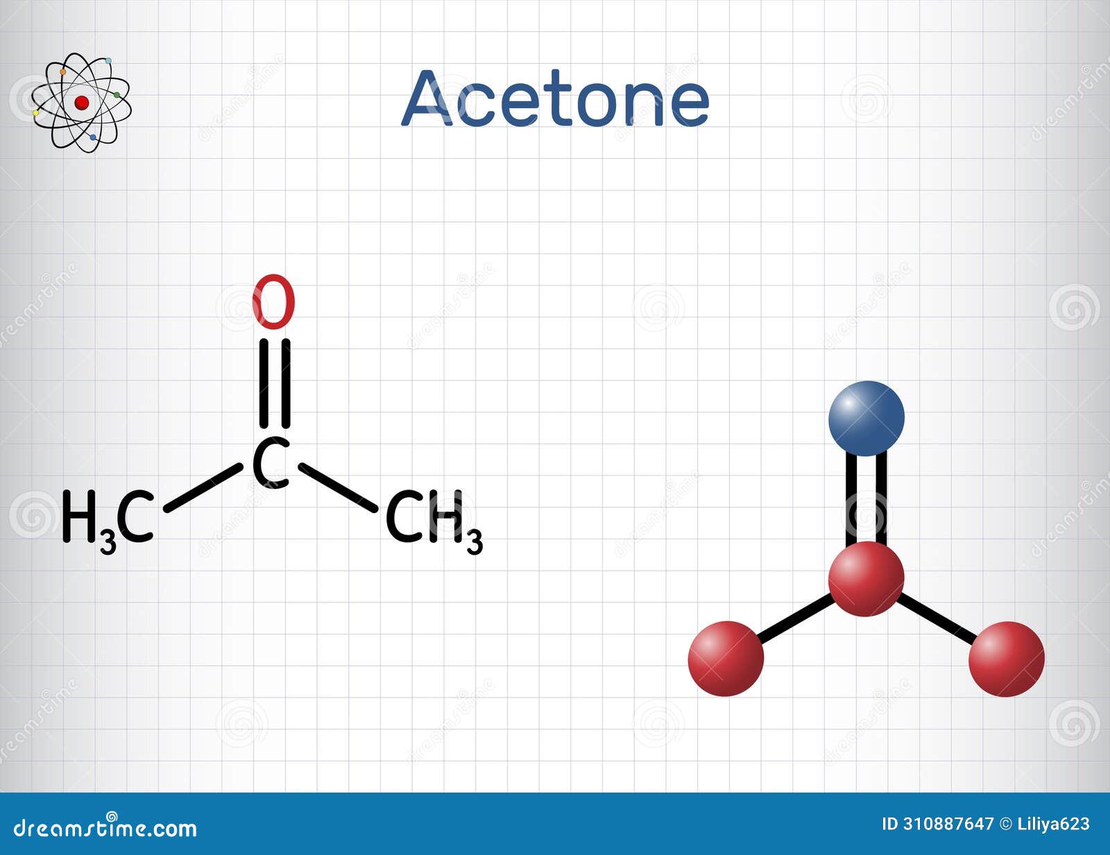 Acetone Ketone Molecule. It Is Organic Solvent. Structural Chemical ...