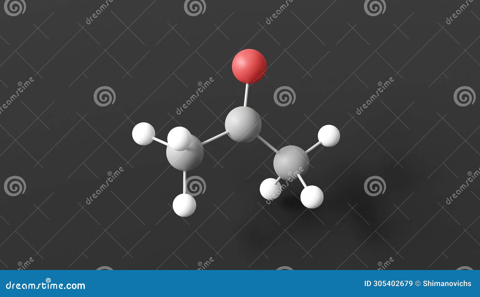 Acetone Molecular Structure, Ketone, Ball and Stick 3d Model ...