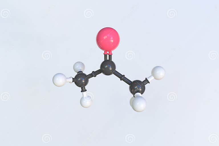 Acetone Molecule, Isolated Molecular Model. 3D Rendering Stock ...