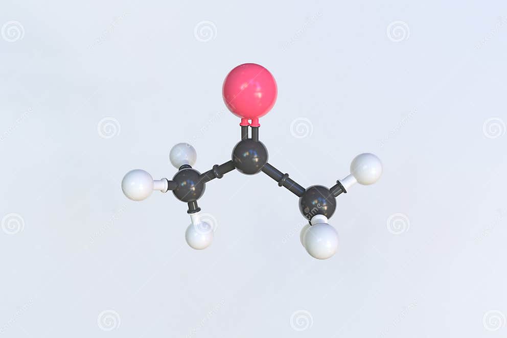 Acetone Molecule, Isolated Molecular Model. 3D Rendering Stock ...