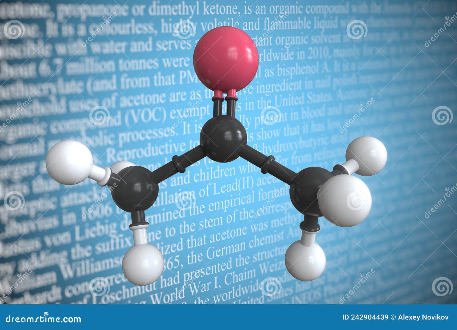 Acetone Scientific Molecular Model, 3D Rendering Stock Illustration ...