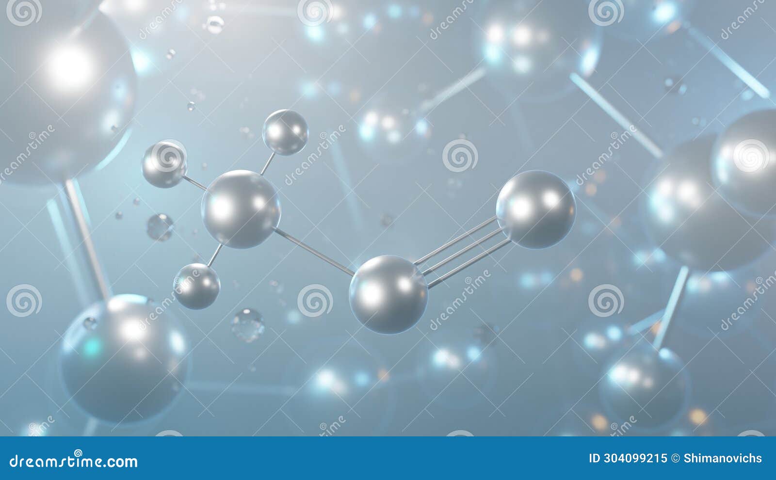 Acetonitrile Molecular Structure, 3d Model Molecule, Organic Nitrile ...