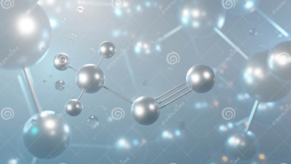 Acetonitrile Molecular Structure, 3d Model Molecule, Organic Nitrile ...