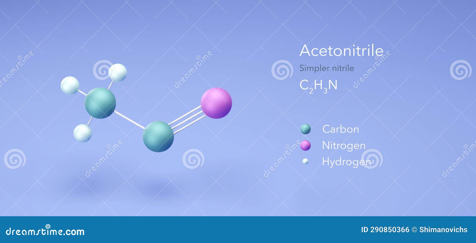 Acetonitrile Molecule, Molecular Structures, Organic Nitrile, 3d Model ...