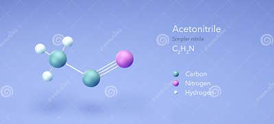 Acetonitrile Molecule, Molecular Structures, Organic Nitrile, 3d Model ...