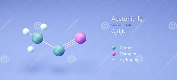Acetonitrile Molecule, Molecular Structures, Organic Nitrile, 3d Model ...