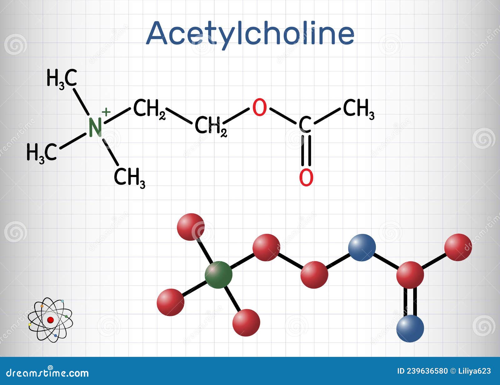 Acetylcholine, ACh Molecule. it is Parasympathomimetic Neurotransmitter ...