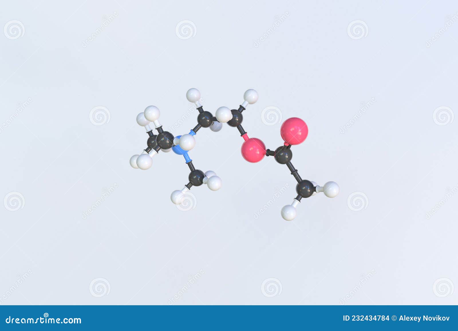 Acetylcholine Molecule. Isolated Molecular Model. 3D Rendering Stock ...