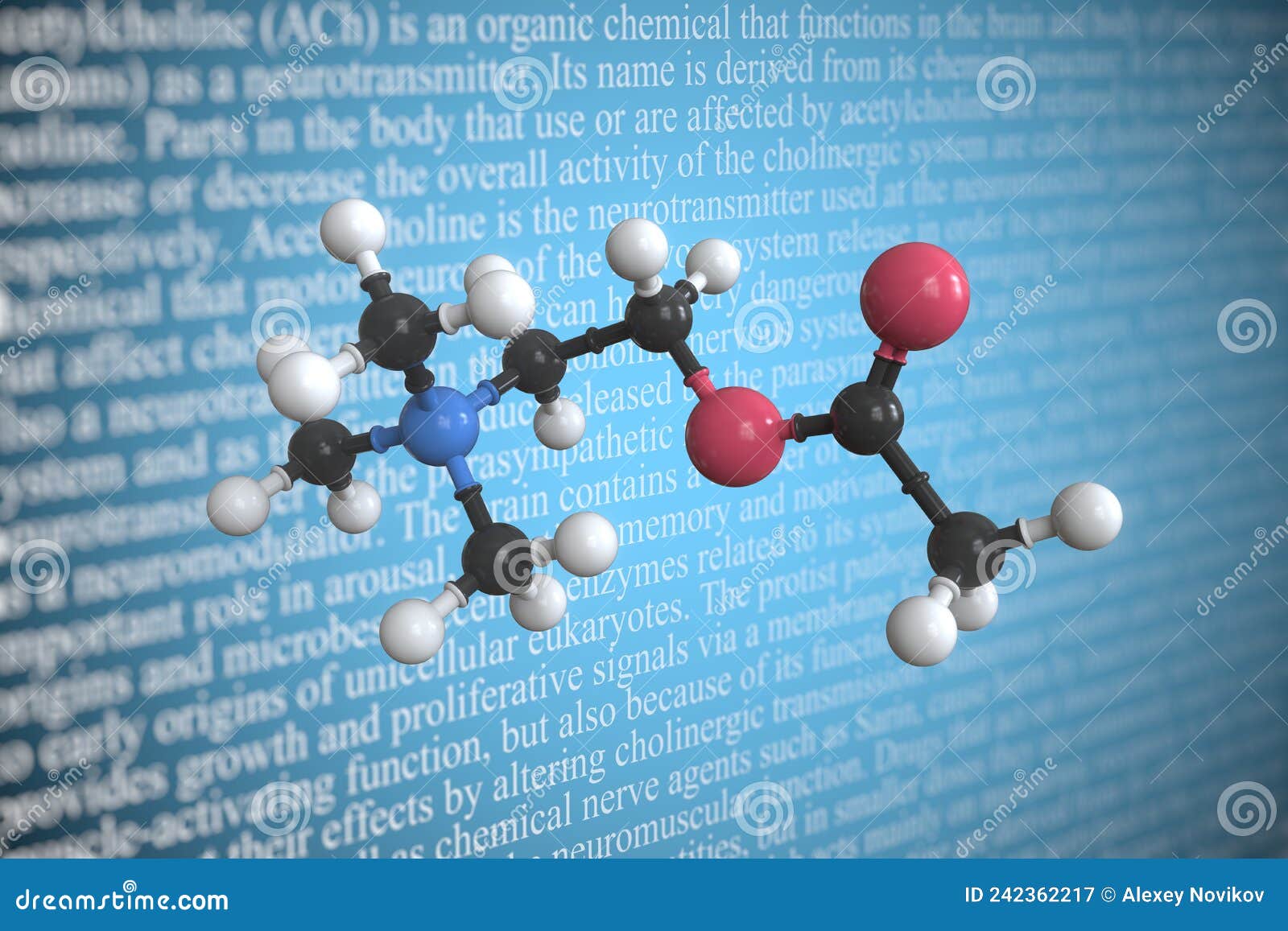 Acetylcholine Scientific Molecular Model, 3D Rendering Stock ...