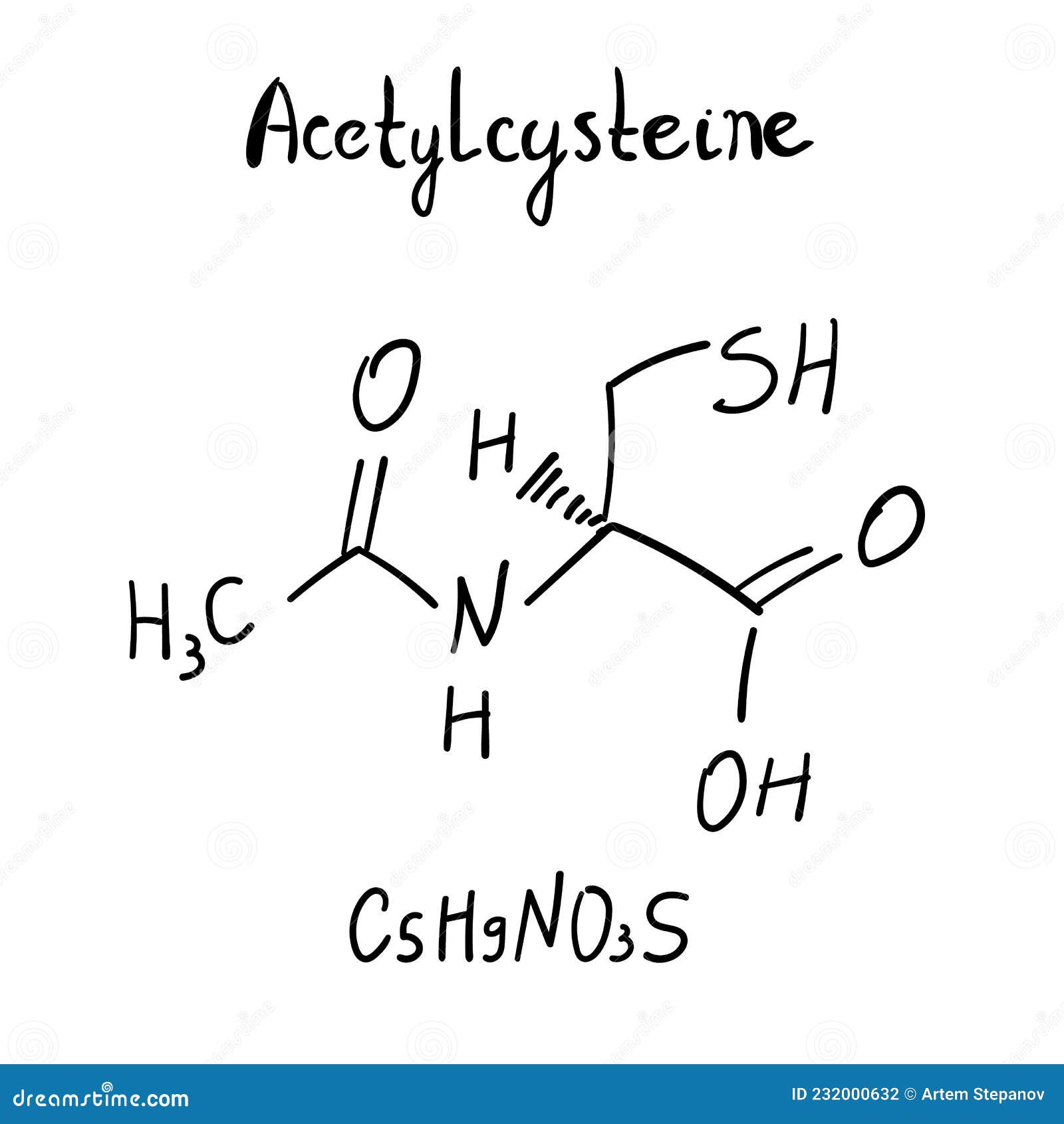 Acetylcysteine Molecular Structure 3d, Flat Model, N-acetylcysteine ...