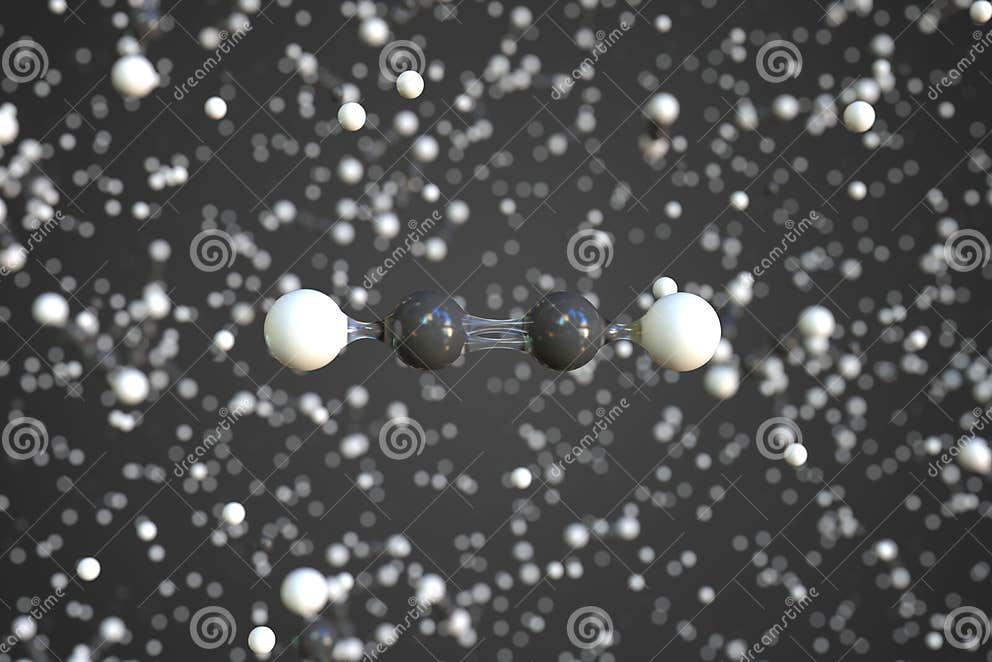 Acetylene Molecule, Conceptual Molecular Model. Scientific 3d Rendering ...