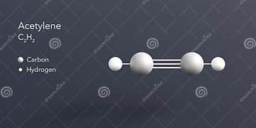 Acetylene Molecule 3d Rendering, Flat Molecular Structure with Chemical ...