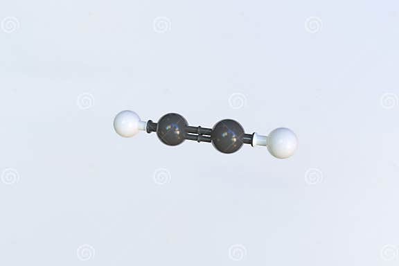 Acetylene Molecule, Isolated Molecular Model. 3D Rendering Stock ...