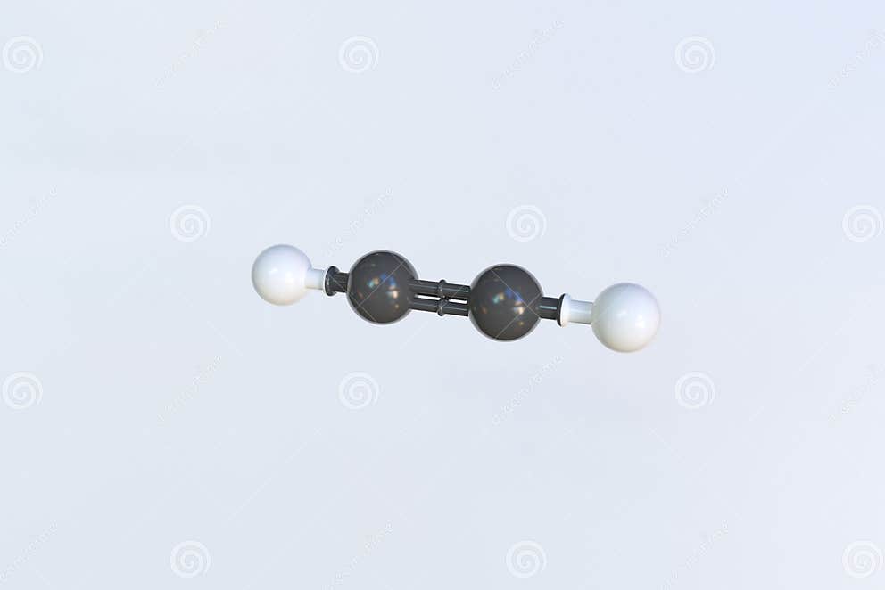 Acetylene Molecule, Isolated Molecular Model. 3D Rendering Stock ...