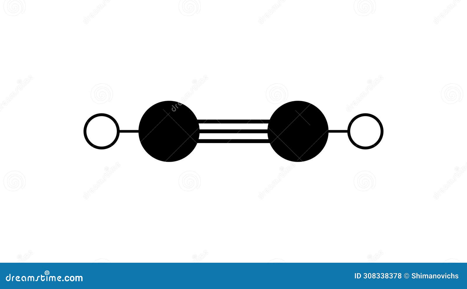 Acetylene Molecule, Structural Chemical Formula, Ball-and-stick Model ...