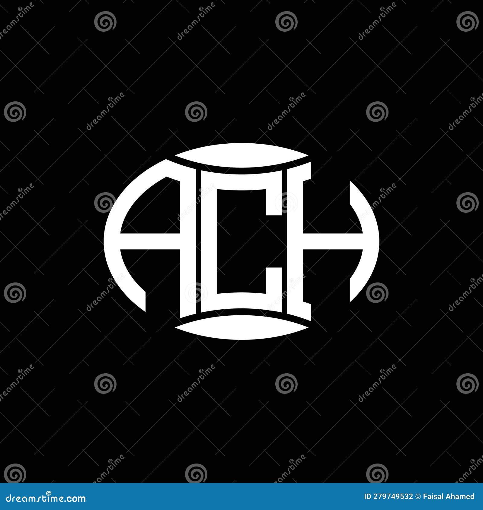 ACH Abstract Monogram Circle Logo Design on Black Background. ACH ...