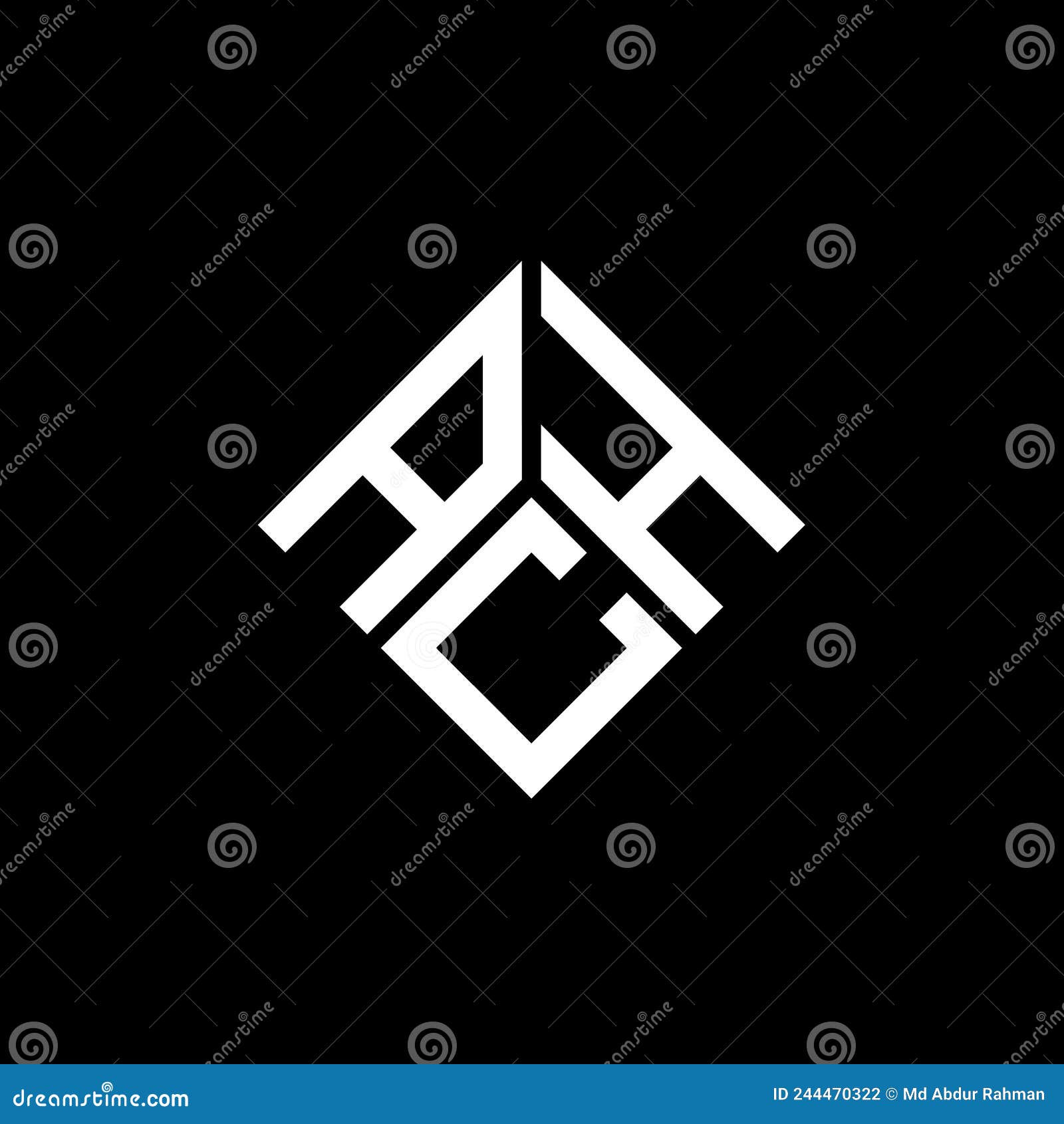 ACH Letter Logo Design On Black Background. ACH Creative Initials ...