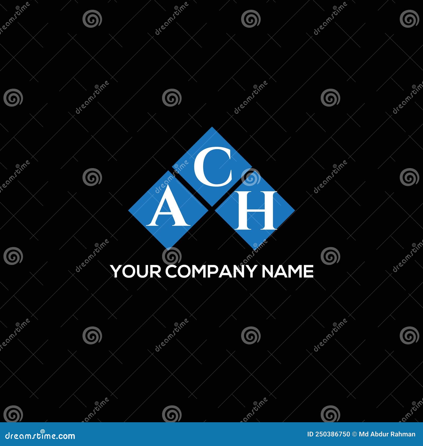ACH Letter Logo Design on BLACK Background. ACH Creative Initials Letter Logo Concept Stock ...