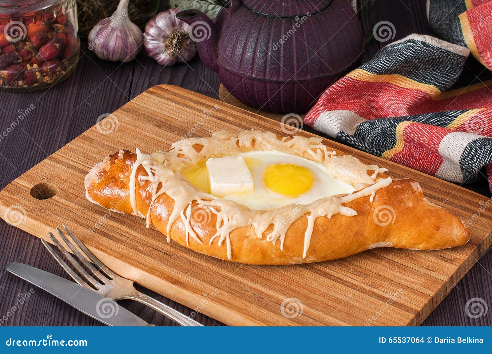 Acharuli Khachapuri. Georgian Bread Cheese And Egg Stock Photography ...