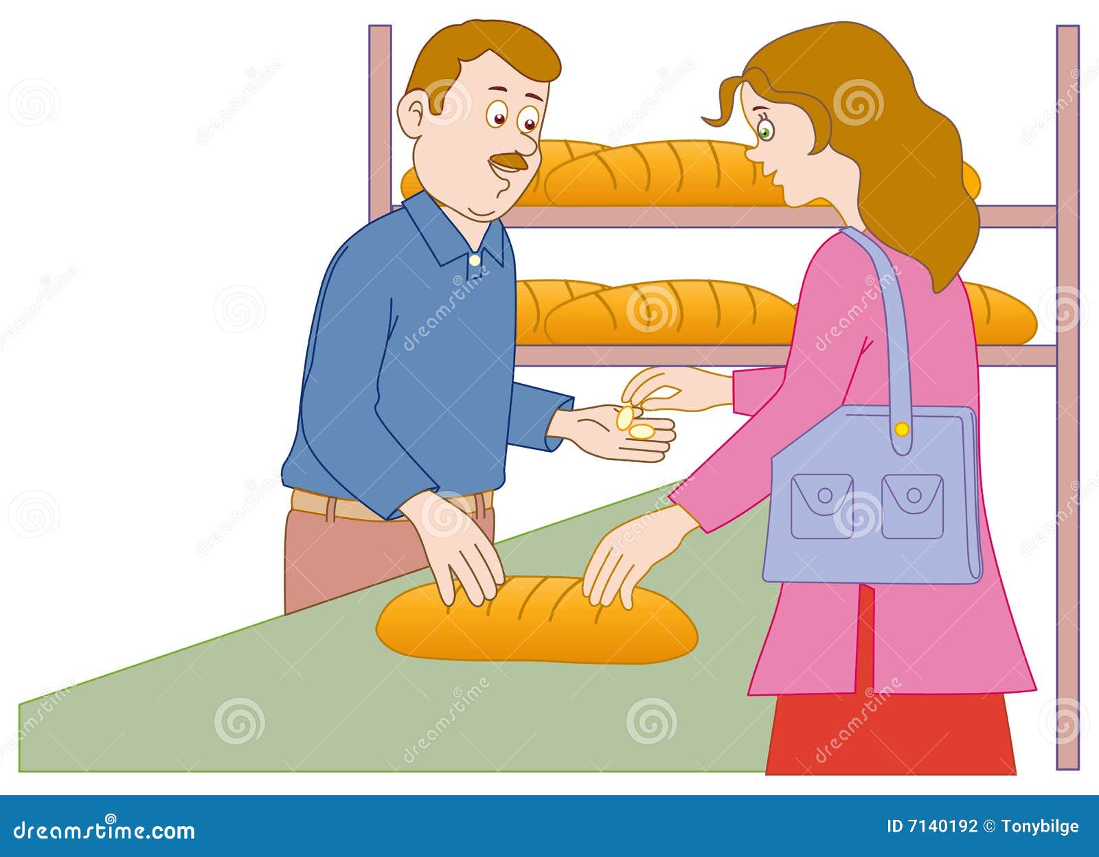 Achat dans la boulangerie illustration de vecteur. Illustration du ...