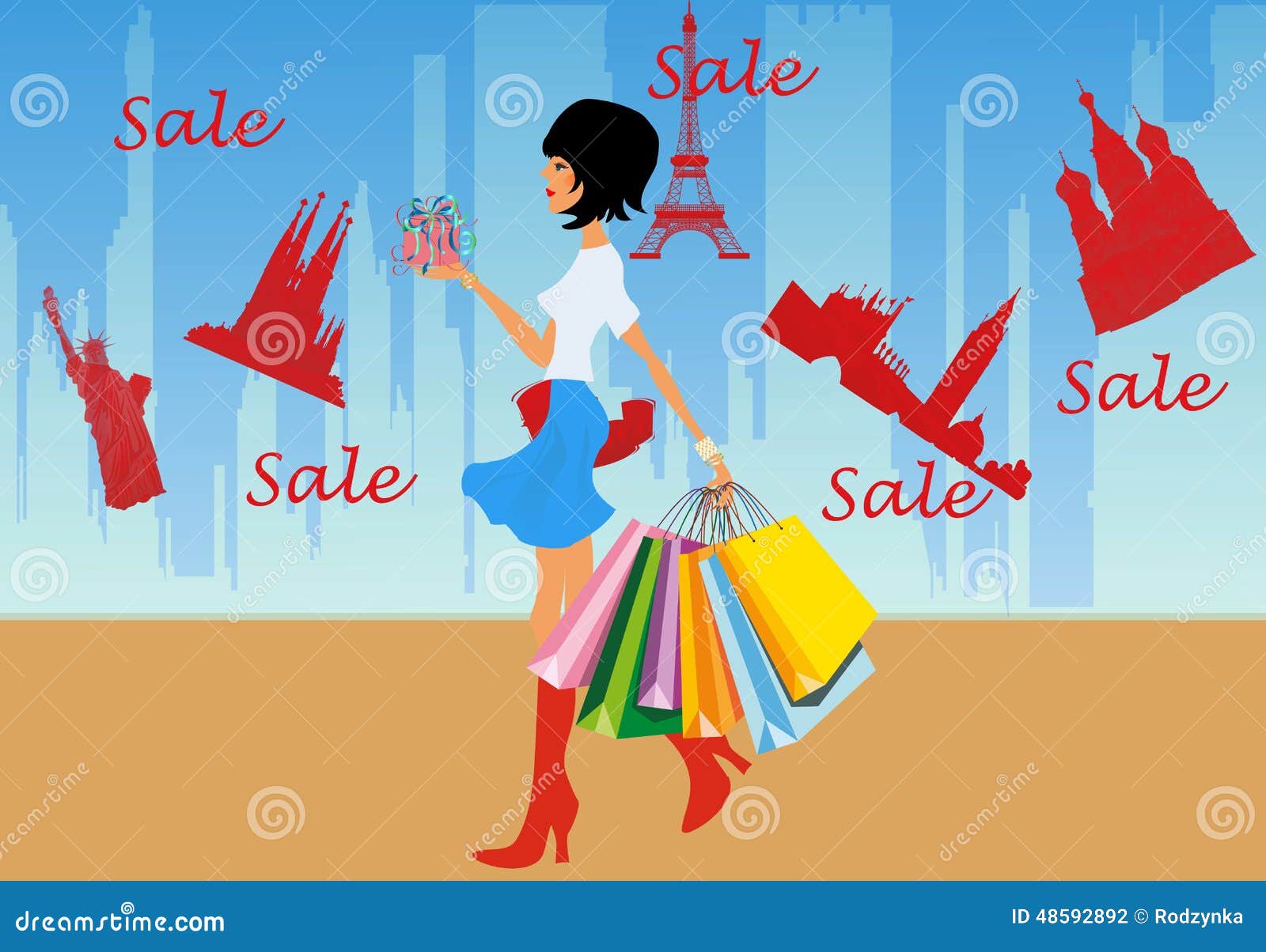 Achats illustration stock. Illustration du femelle, sacs - 48592892