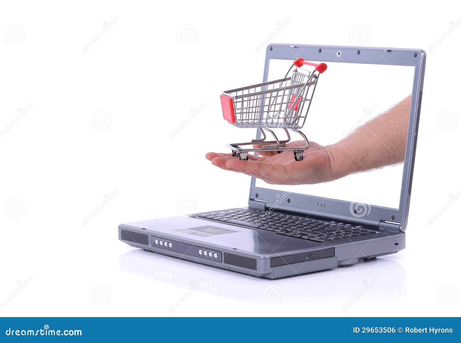 Achats D'Internet D'ordinateur Portable Photo stock - Image du main ...