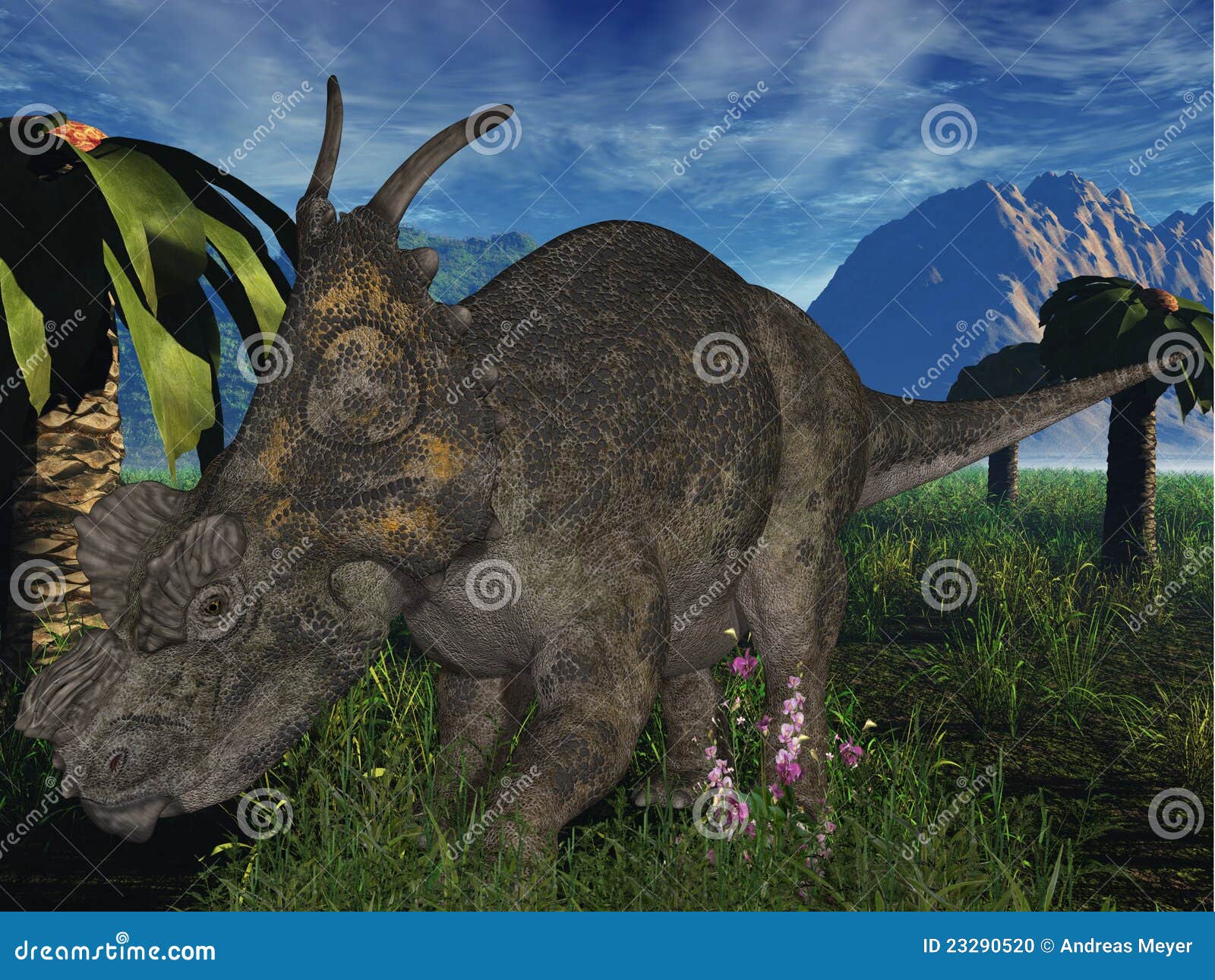Achelousaurus - 3D Dinosaur Stock Illustration - Illustration of ...