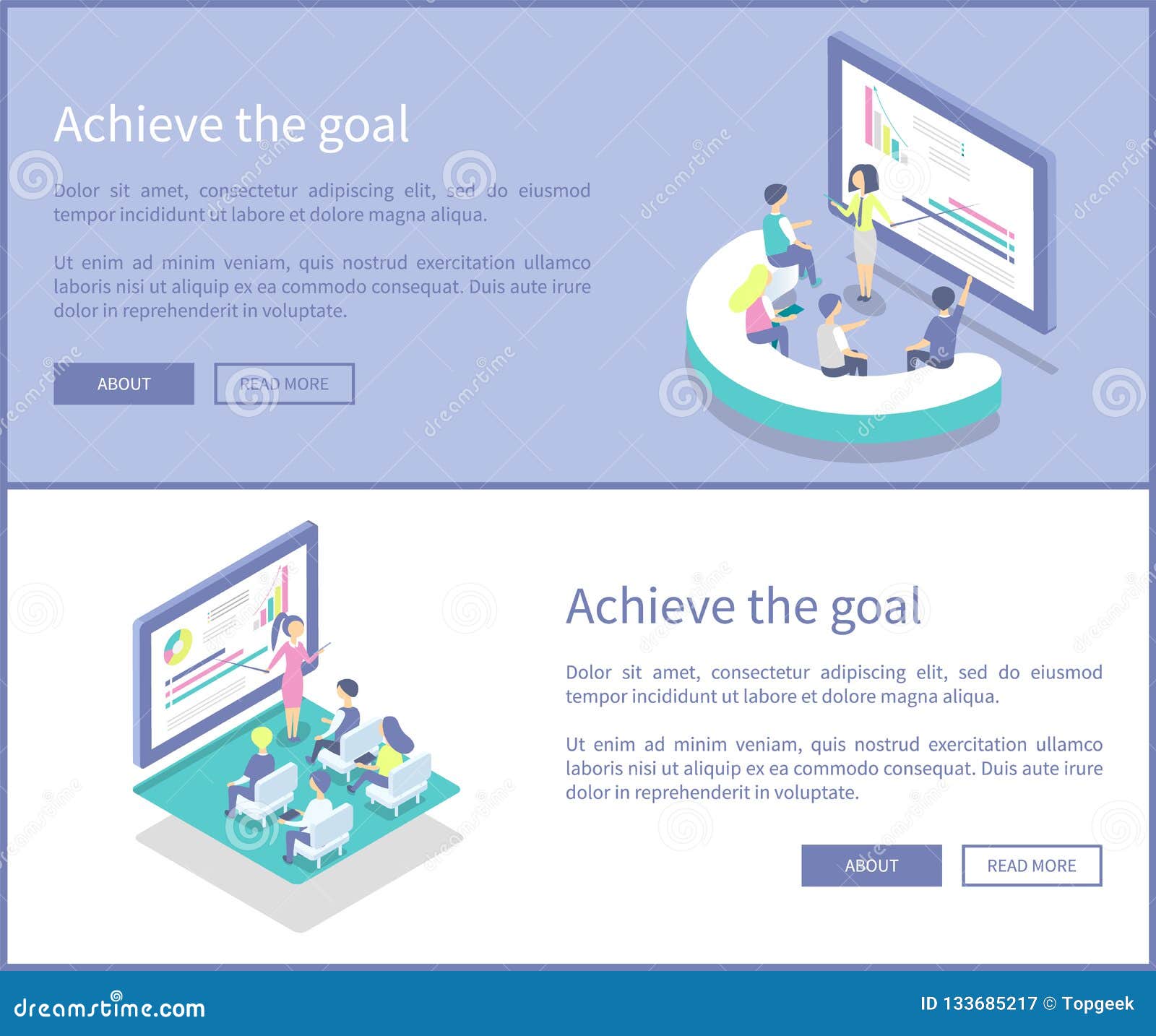 Achieve Goal Posters with Text Vector Illustration Stock Vector ...