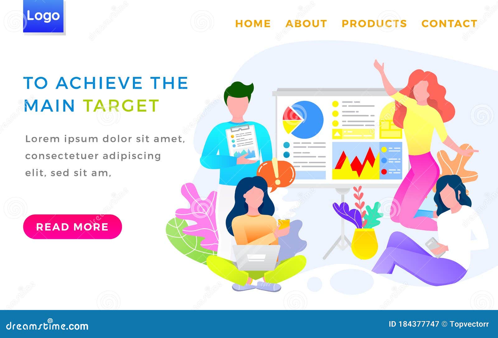 Achieve Main Target Team of Employees in Office Stock Vector ...