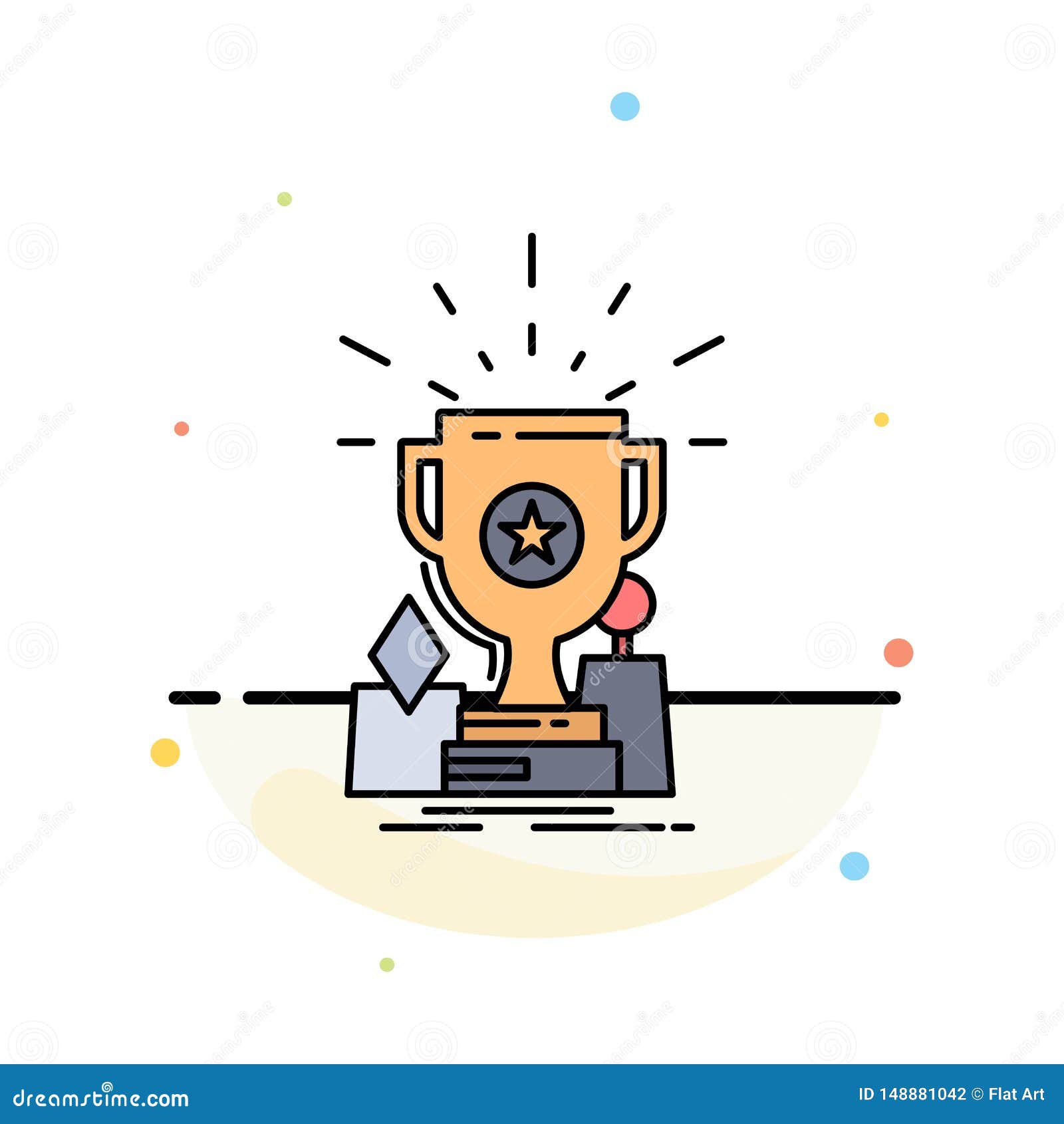 Achievement, Award, Cup, Prize, Trophy Flat Color Icon Vector Stock ...