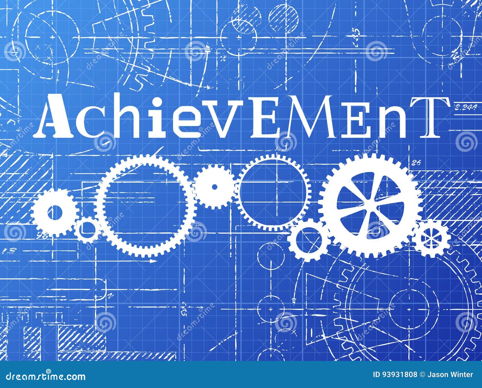Achievement Blueprint Tech Drawing Stock Vector - Illustration of skill ...