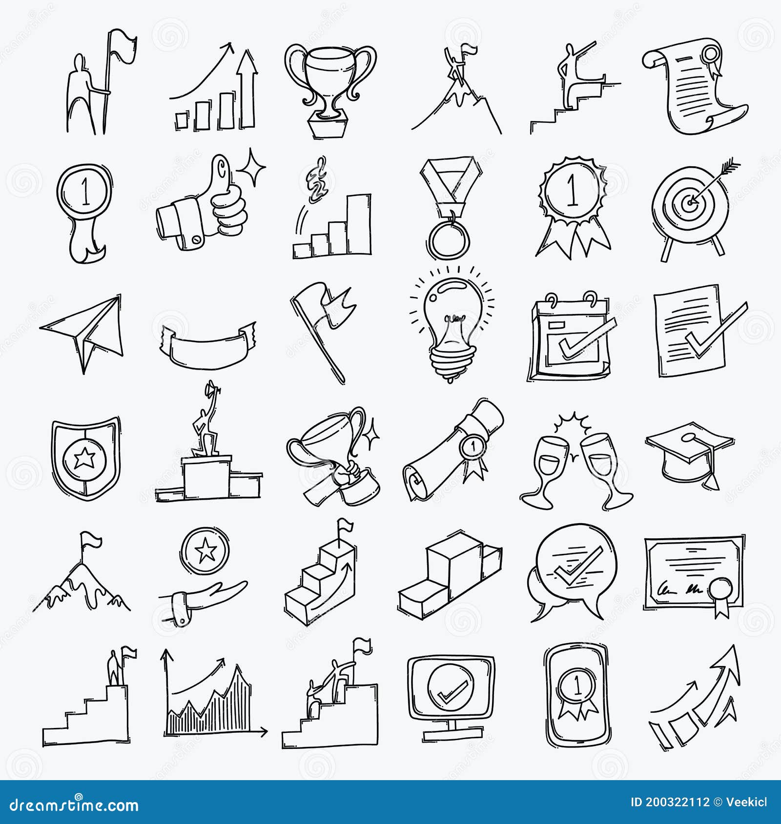 Achievement Hand Drawn Icon Illustration Line Art Doodle Eps10 Stock ...