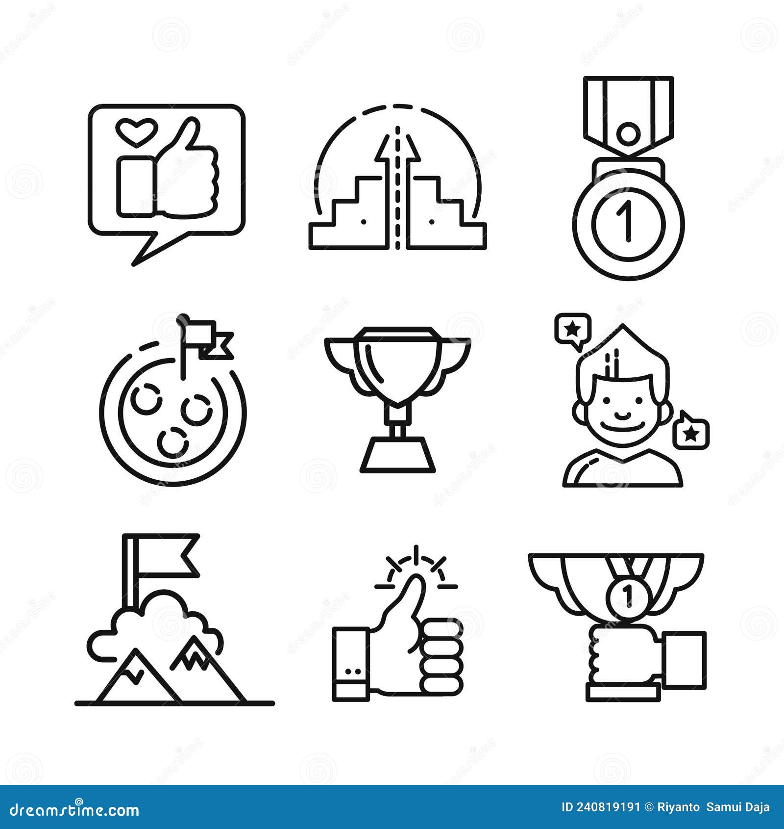 Achievement Icon Black and White Illustration Stock Vector ...