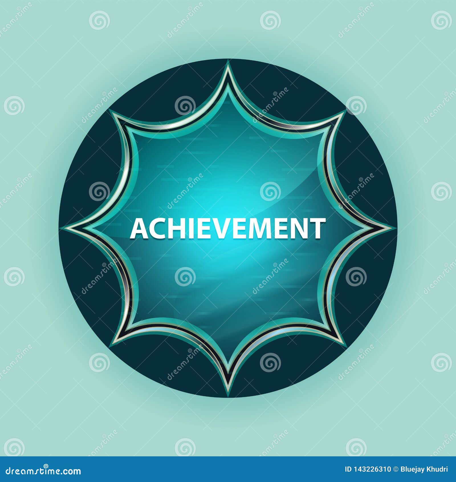 Achievement Magical Glassy Sunburst Blue Button Sky Blue Background ...